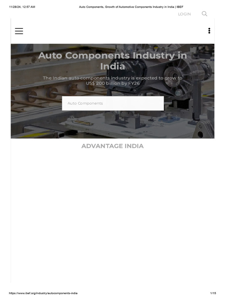 Auto Components, Growth of Automotive Components Industry in India ...