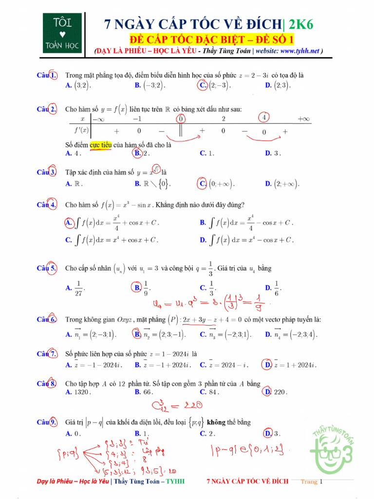 (Toan) de Cap Toc Dac Biet - de So 1 Live Chua | PDF