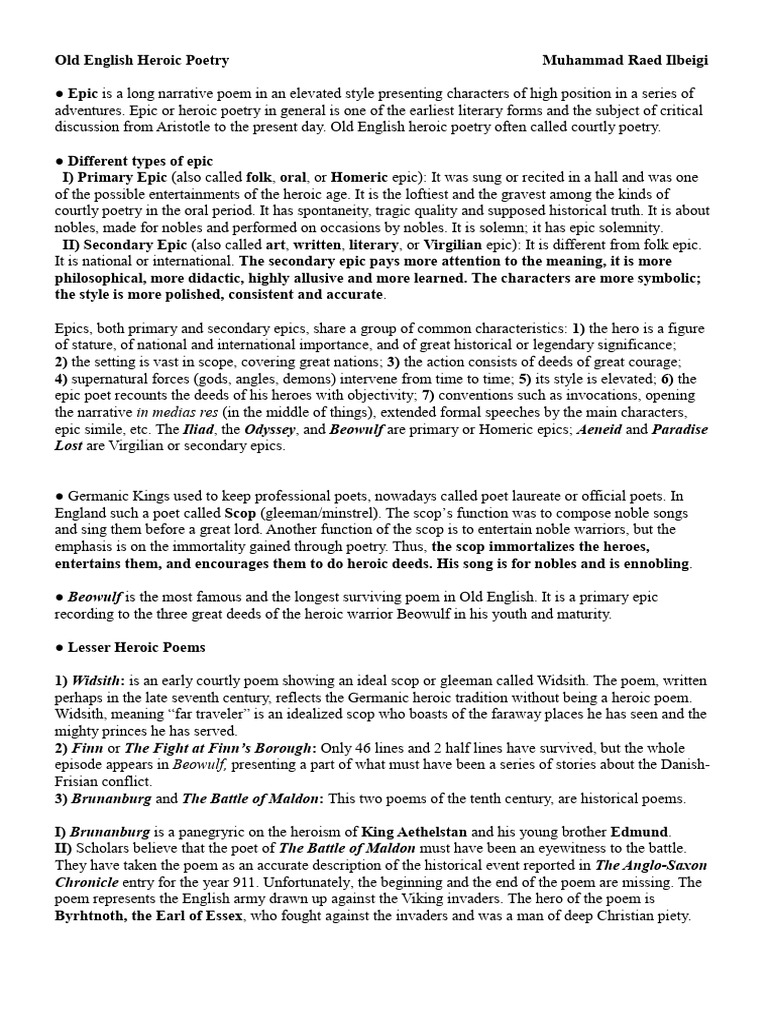 Old English Heroic Poetry | PDF | Epic Poetry | Poetry