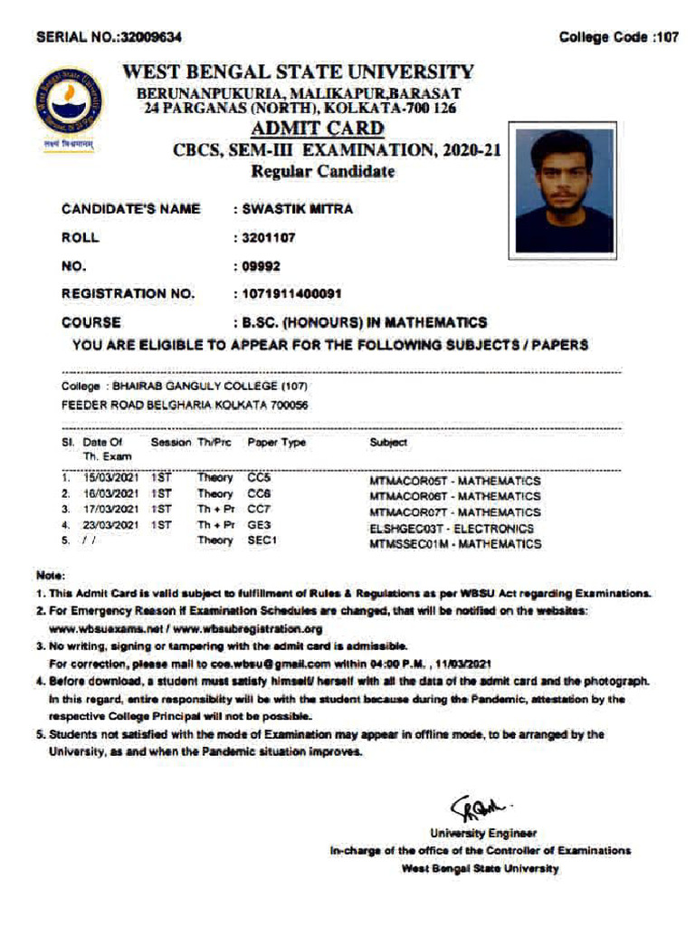 Swastik Mitra, Mathematics Honours, Semester-3, Core - 7 | PDF ...