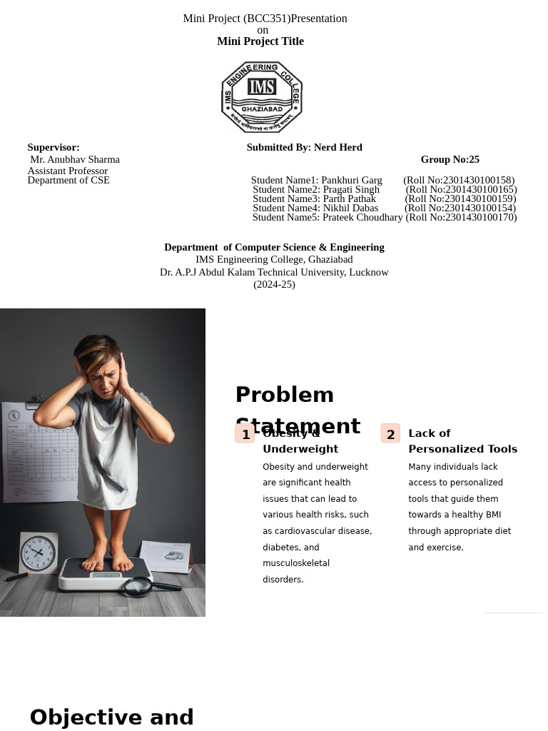 Mini Project Title | PDF | Body Mass Index | Dieting