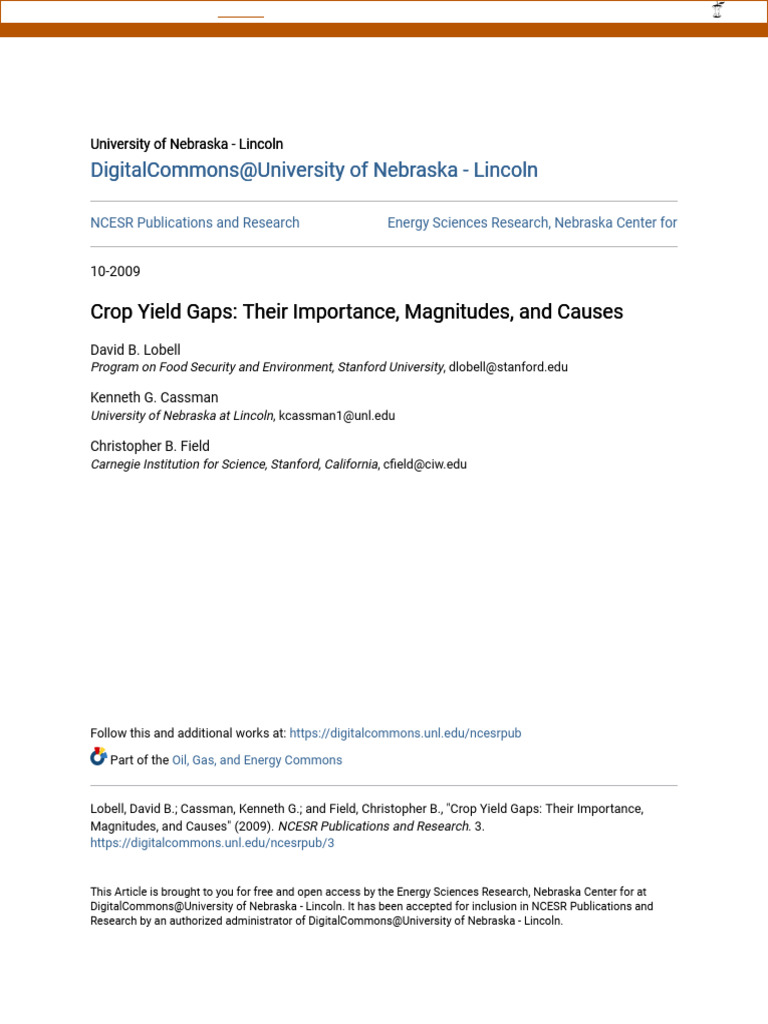 Crop Yield Gaps: Their Importance, Magnitudes, and Causes | PDF ...