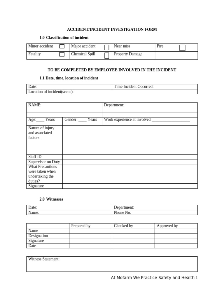 Accident Investigation Form Template | PDF | Occupational Safety And Health | Workplace