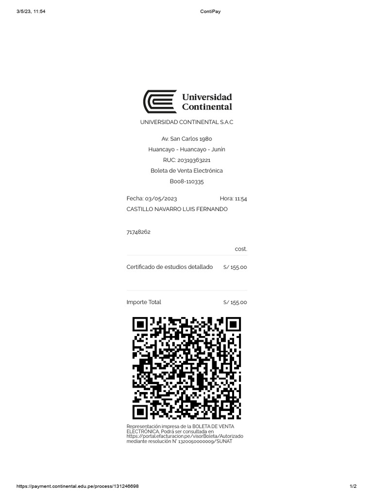 Boleta Electrónica ContiPay 03/05/2023 | PDF