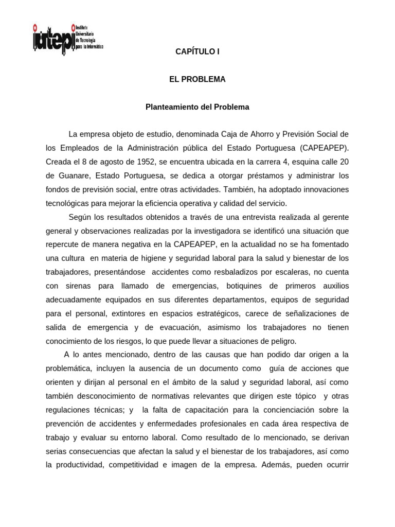 Programa de Higiene y Seguridad Laboral | PDF | Seguridad y salud ...