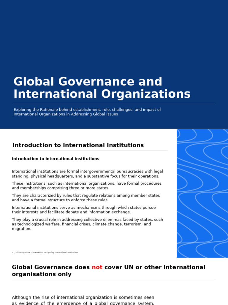 Global Governance: Role of International Organizations | PDF | United ...
