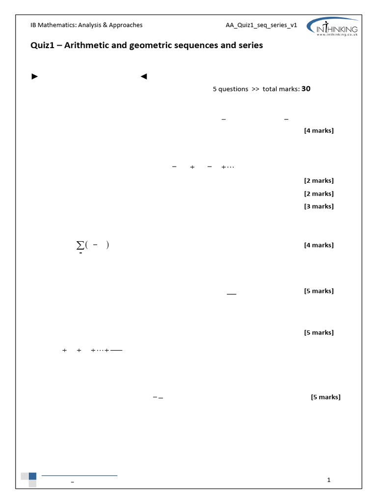 Aa Quiz1 Seq Series v1 | PDF
