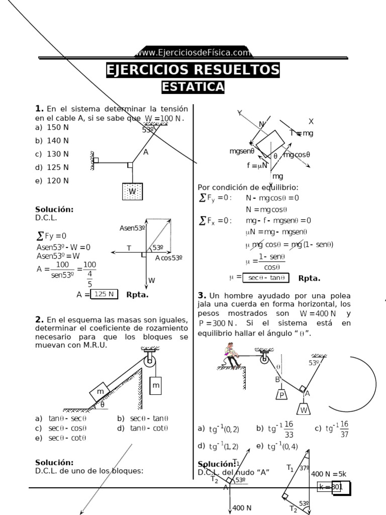 Estatica-Ejercicios-Resueltos 2024 | PDF | Física Aplicada e ...