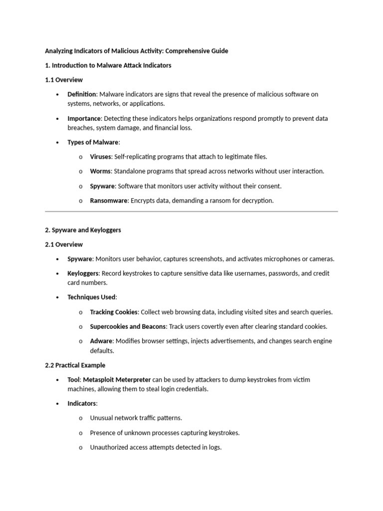 Analyzing Indicators Of Malicious Activity | Pdf | Malware | Spyware