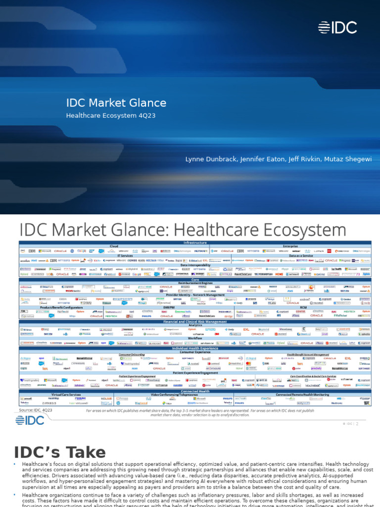 IDC Market Glance Healthcare Ecosystem, 4Q23 - 2023 Dec | PDF ...