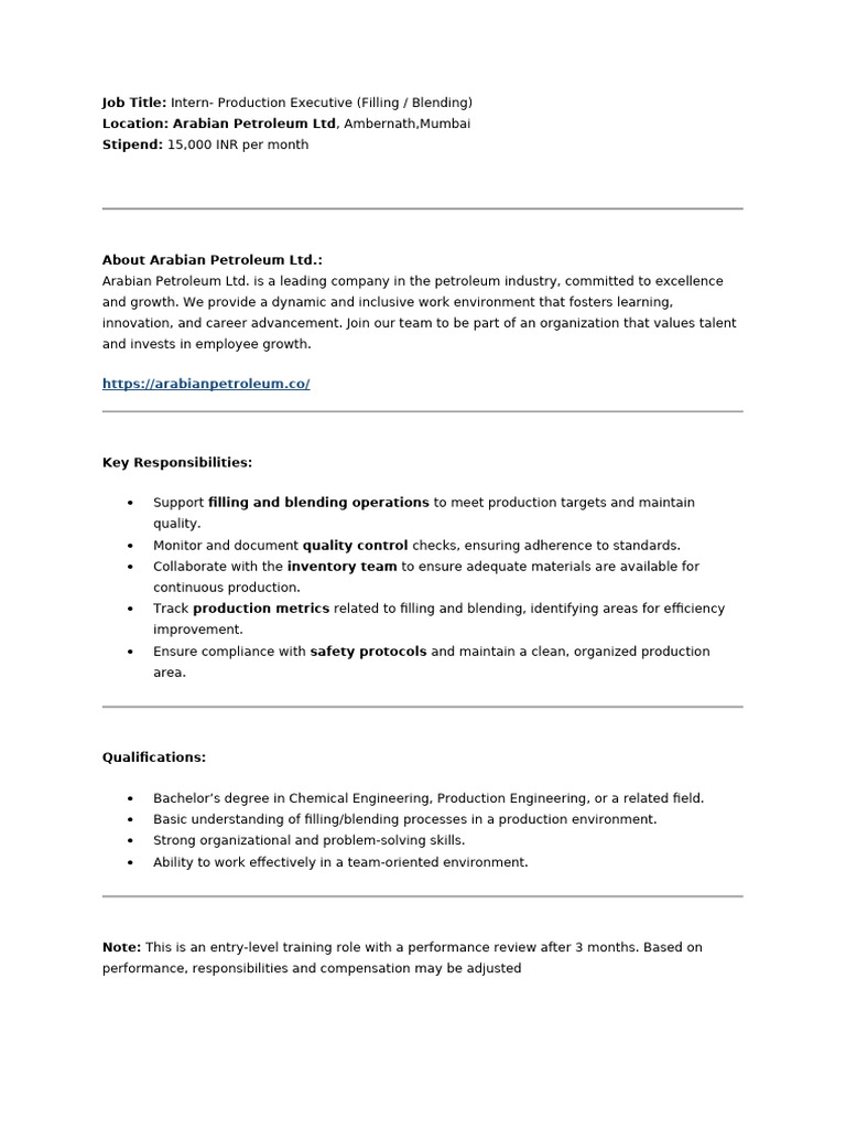 Production Trainee | PDF