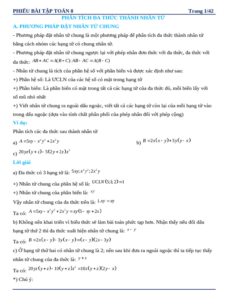 Phan Tich Da Thuc Thanh Nhan Tu | PDF