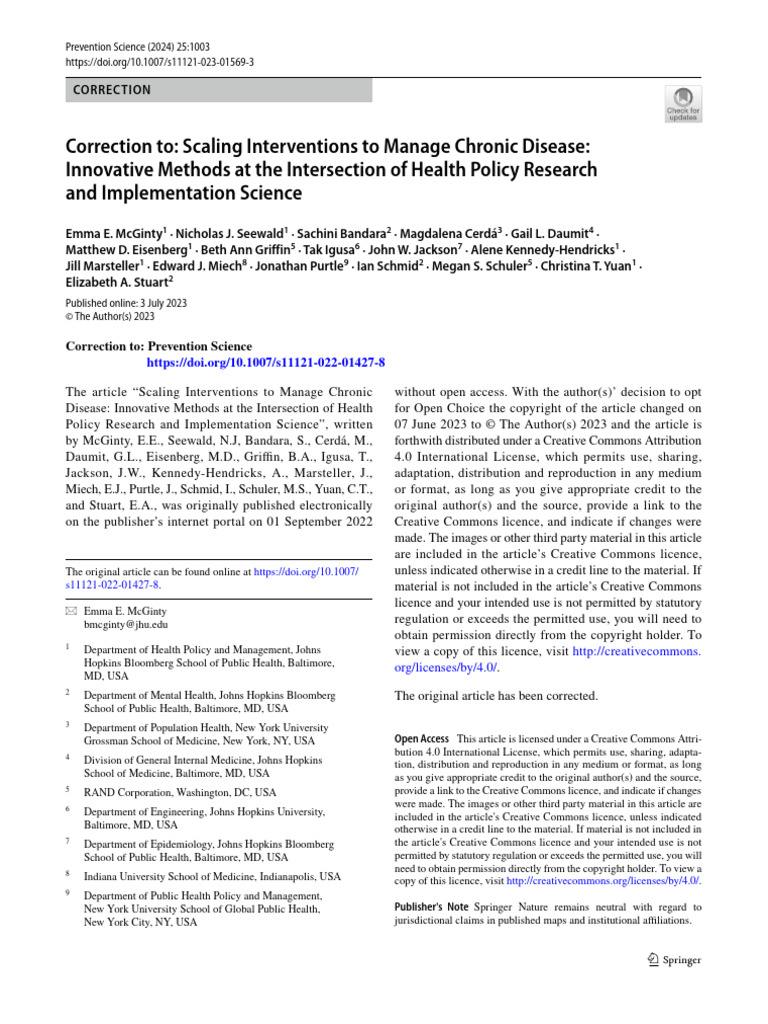 Correction To: Scaling Interventions To Manage Chronic Disease ...