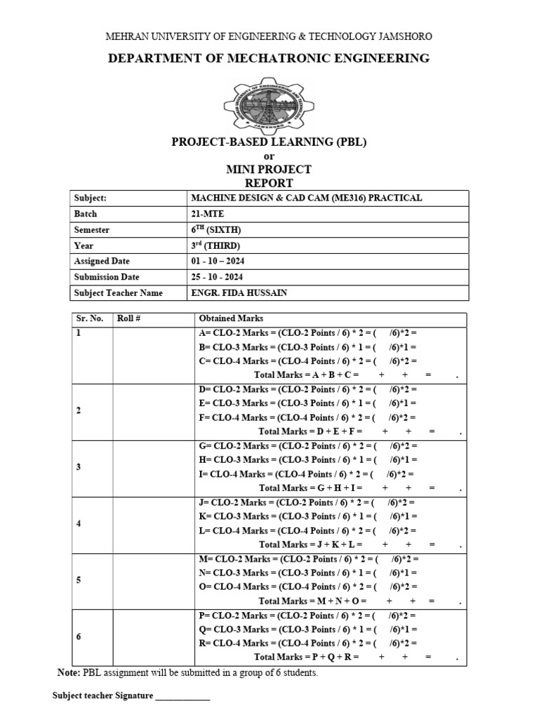 PBL Task - FRONT PAGES | PDF | Actuator | Computer Aided Design