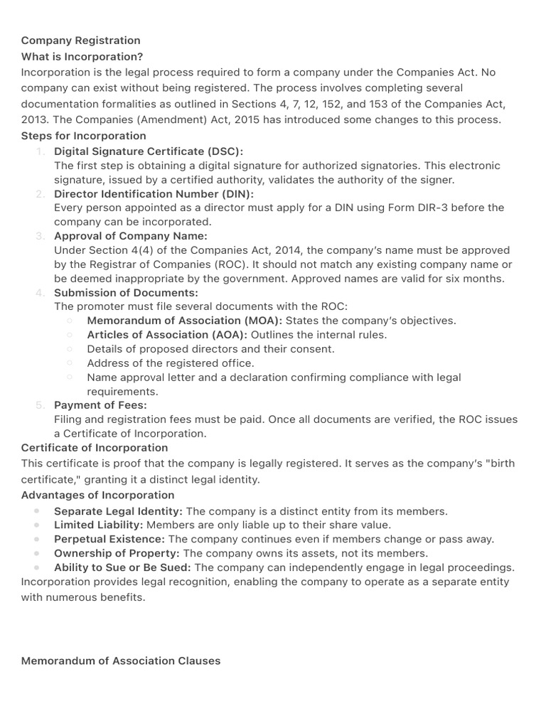 Company Registration | PDF | Share Repurchase | Liquidation