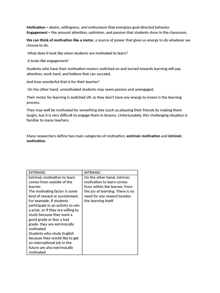 Fostering Student Motivation and Engagement MOOC | PDF | Motivational ...