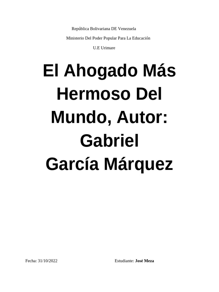 El Ahogado Mas Hermoso Del Mundo | PDF | Gabriel García Márquez