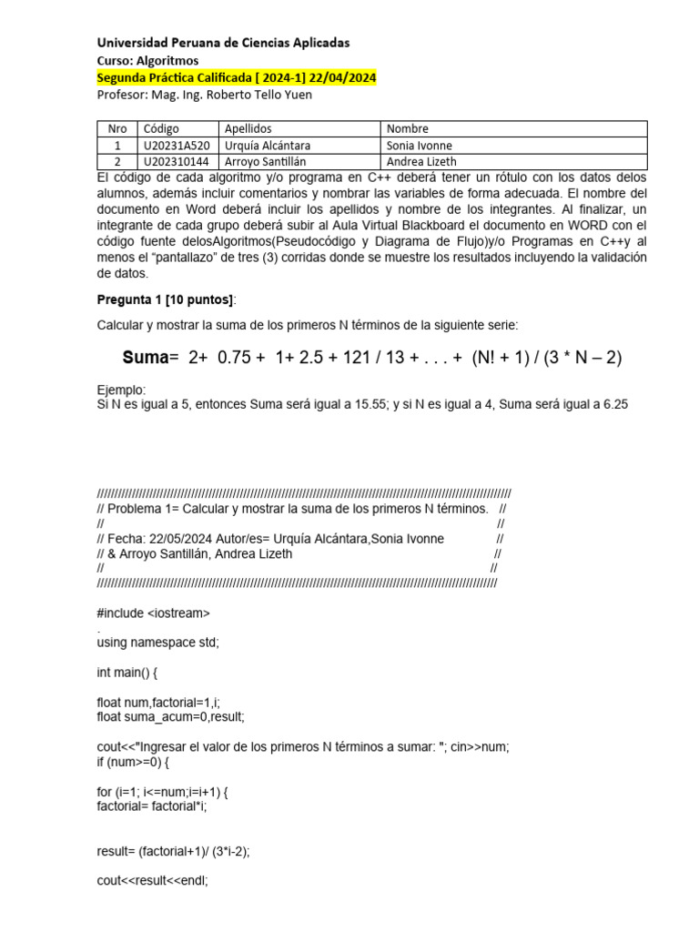 2024 05 22 PC2 IN48 - URQUIA+Y+ARROYO - Grupo5 | PDF | Algoritmos | Informática