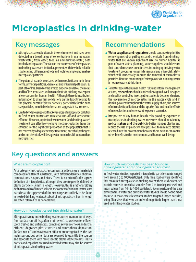 Microplastics in DW Information Sheet190822 | PDF | Drinking Water ...
