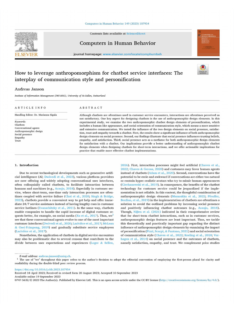 8-How to leverage anthropomorphism for chatbot service interfaces The ...