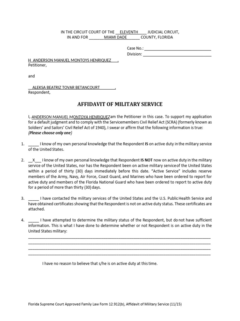 Affidavit of Military | PDF | Affidavit | Judiciaries