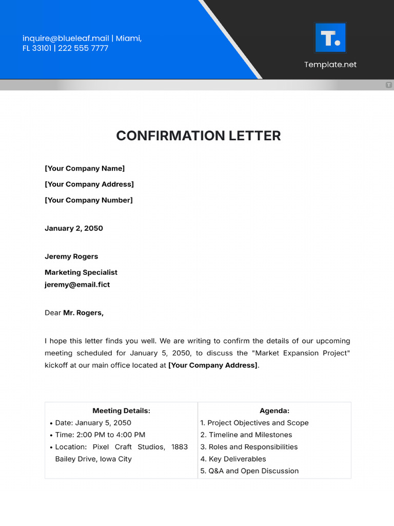 Confirmation Letter Template | PDF