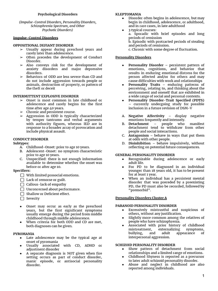 Week 7 - Psychological Disorder | PDF | Personality Disorder ...