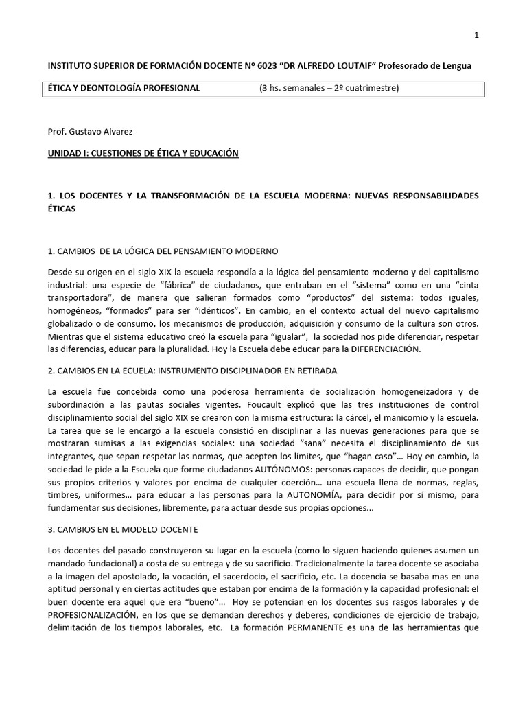 Apunte TP 1 Ética 2024 | PDF | Enseñando | Escuelas