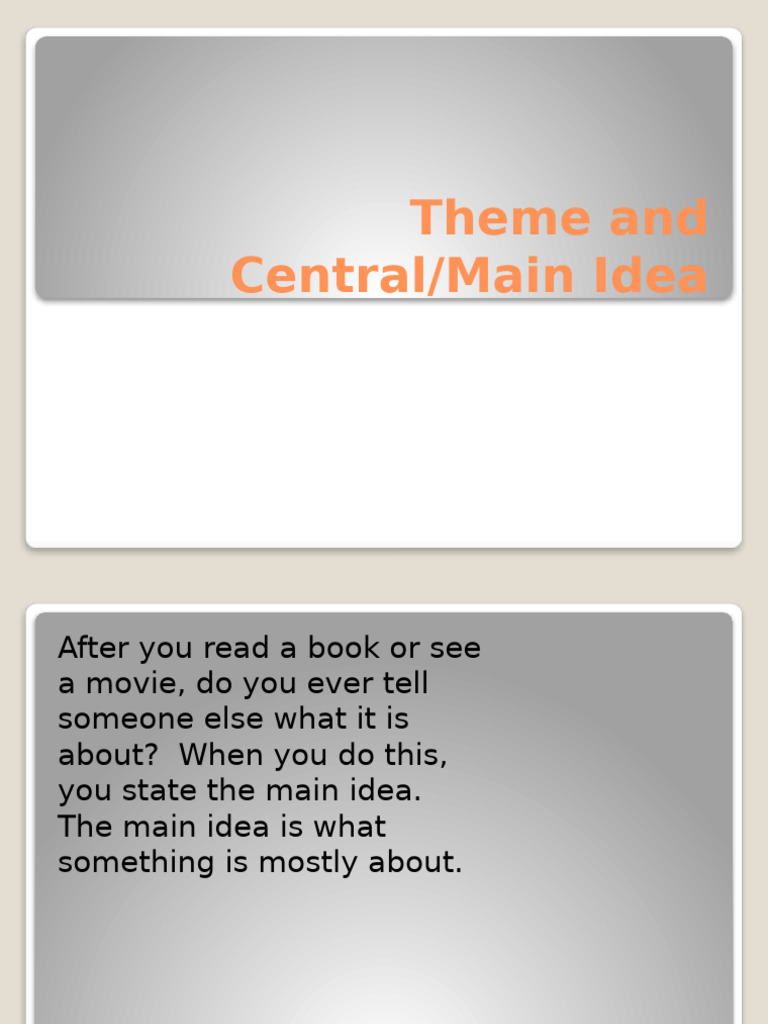 Theme and Central or Main Idea | PDF