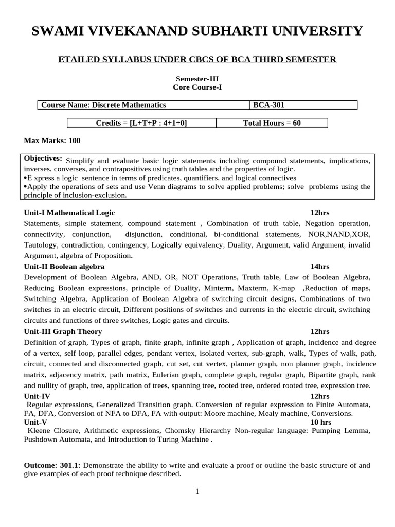 BCA Third Semester Syllabus Overview | PDF | Boolean Algebra | Teaching Mathematics
