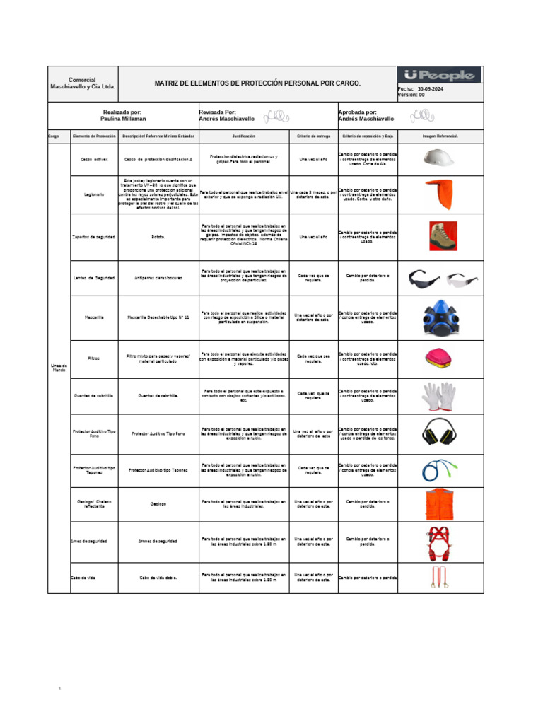 MATRIZ DE EPP - Cargo. | PDF | Casco | Radiación