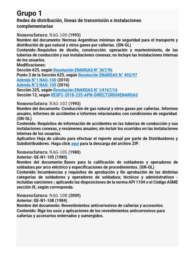 Grupo 1 ENARGAS | PDF | Tubería (transporte de fluidos) | Materiales