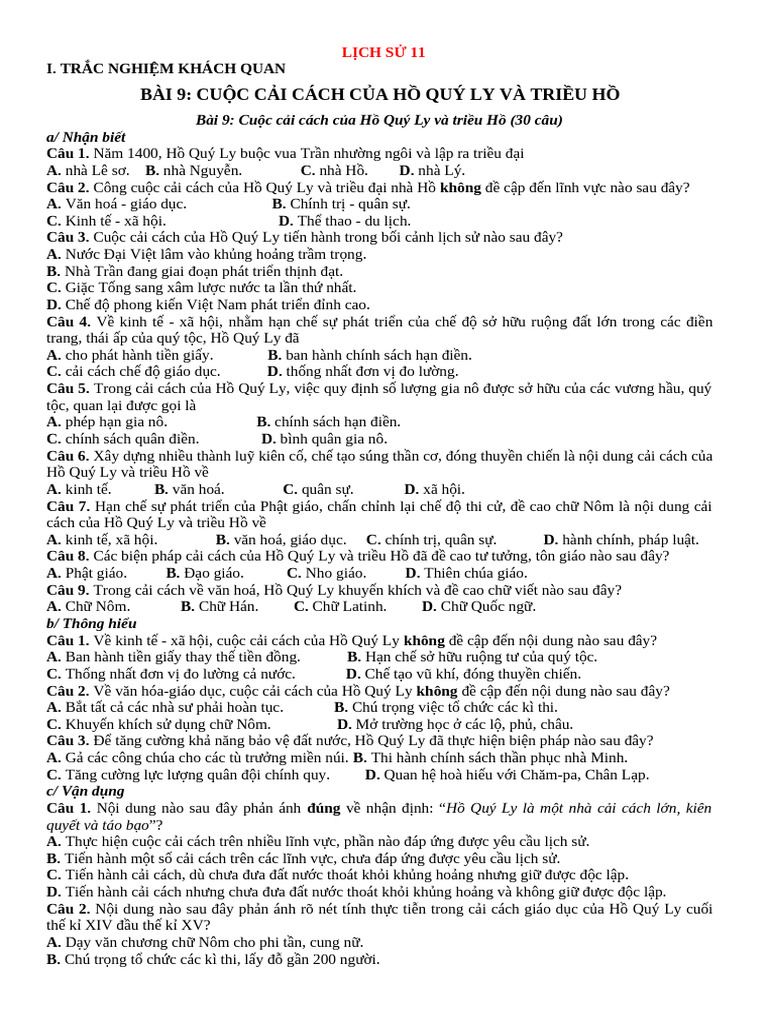 ĐỀ CƯƠNG SỬ 11 HK2 | PDF