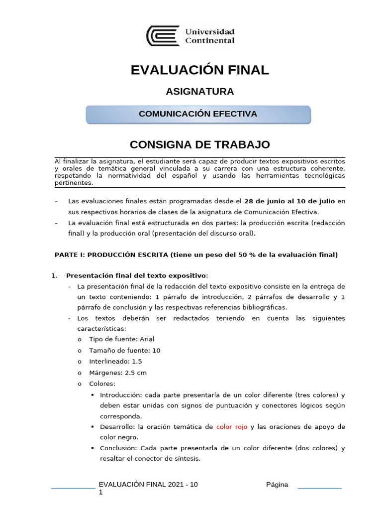 COMUNICACION EFECTIVA Consigna de Evaluación Final de La Producción Del Texto Expositivo | PDF