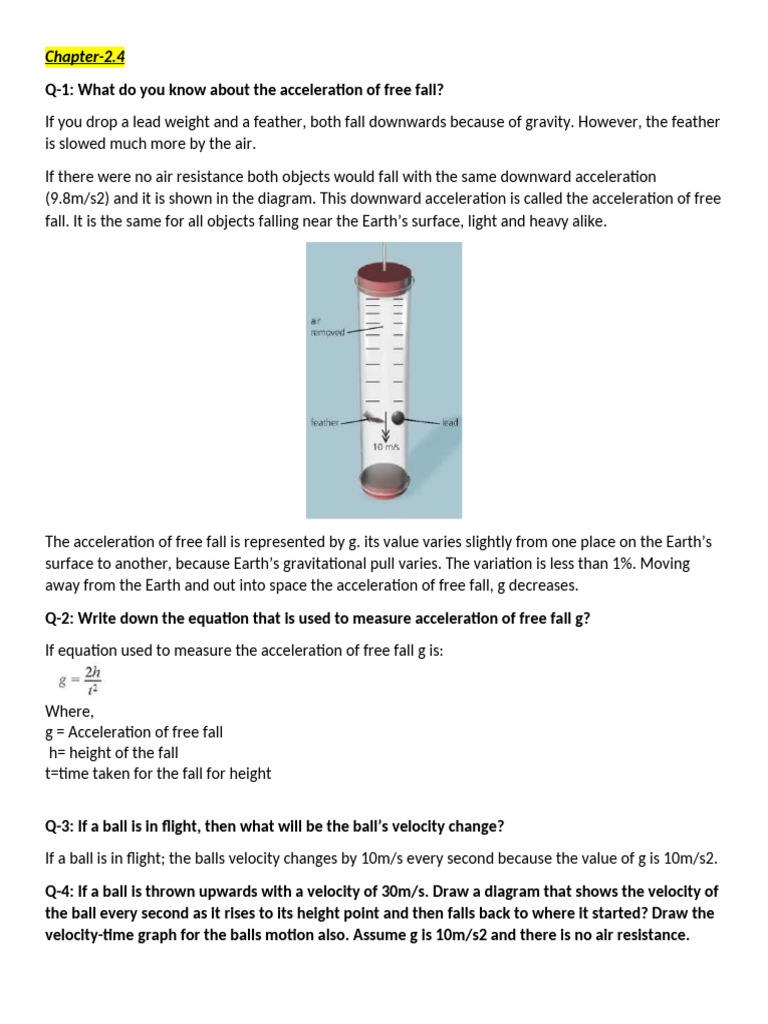 Acceleration of Free Fall Explained | PDF | Light | Electric Charge