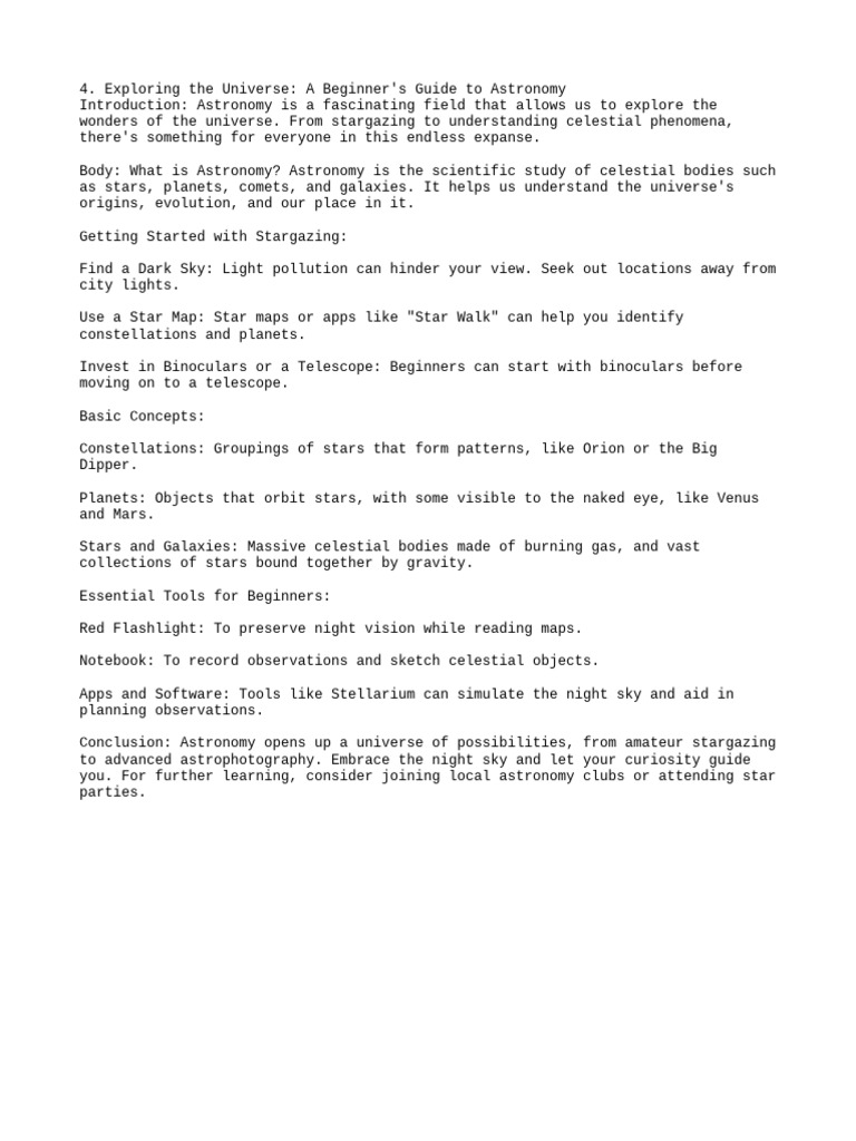 Exploring The Universe A Beginner's Guide To Astronomy | PDF