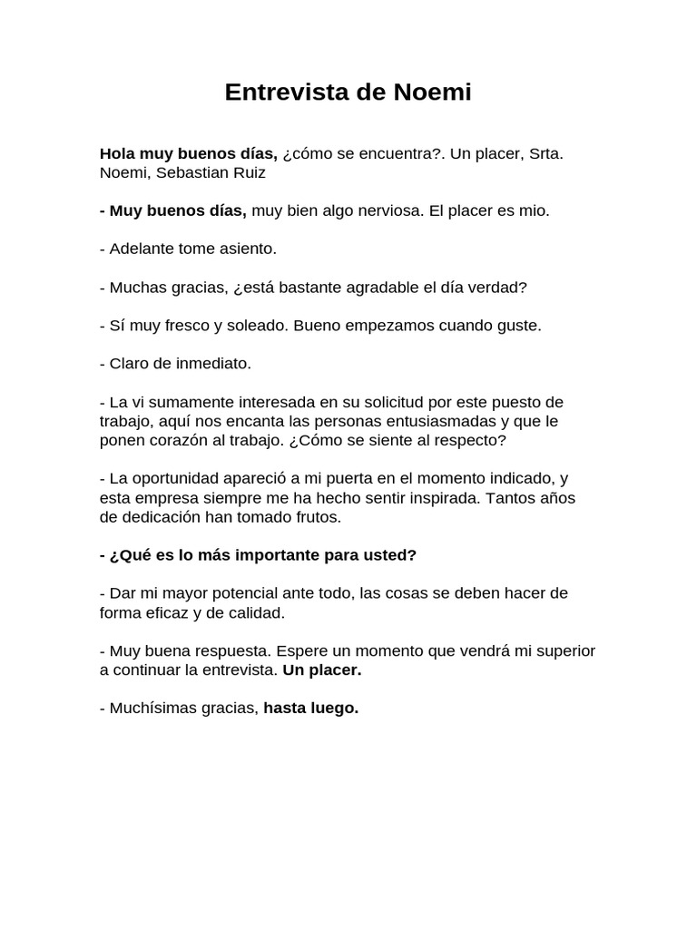 Entrevista de Noemi | PDF