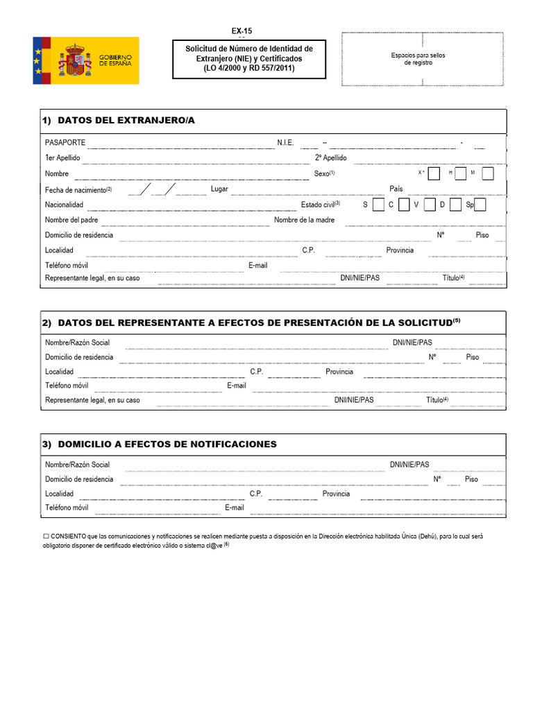 15-Formulario NIE y Certificados | PDF | Documento de identidad | Gobierno