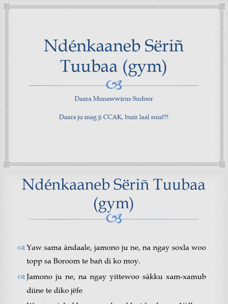 Ndénkaane Sëriñ Tuubaa (Gym) 2 | PDF