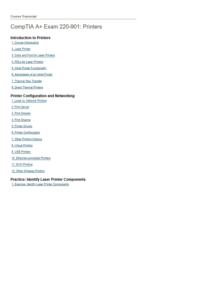 Skillsoft Course Transcript | PDF | Printer (Computing) | Bluetooth