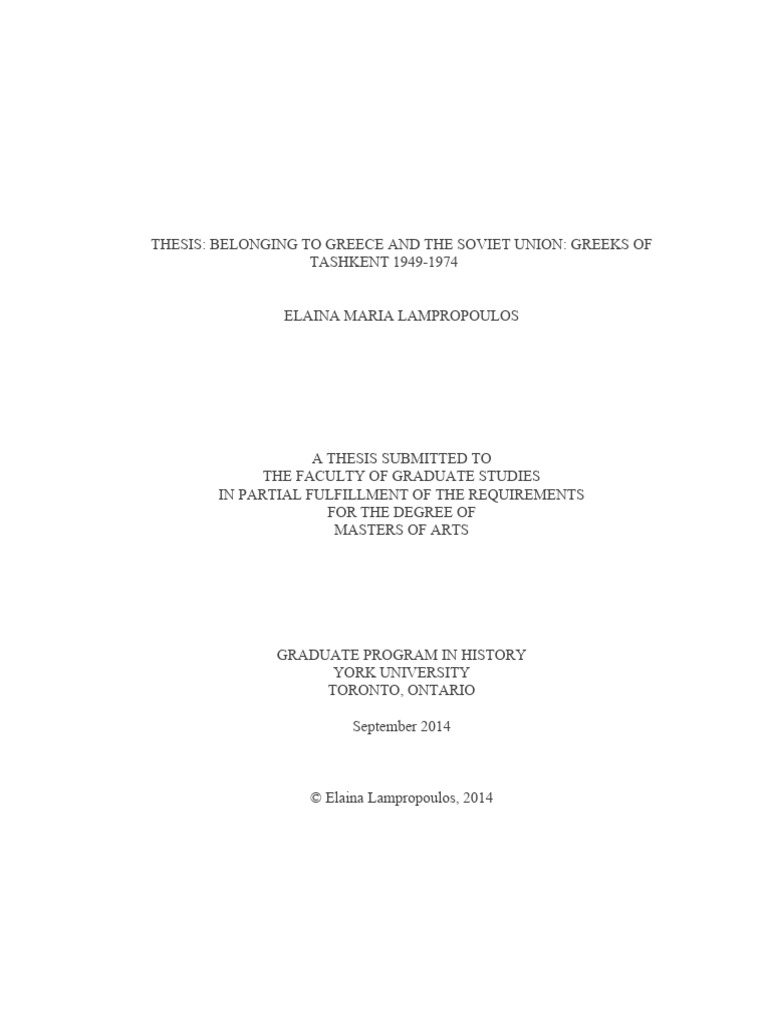 Thesis Belonging To Greece and The Sovie | PDF | Identity (Social ...