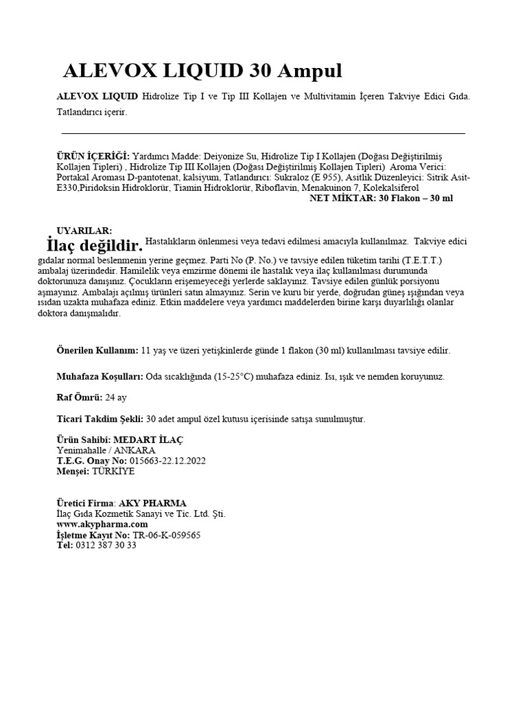 Alevox Liquid 30 Flakon | PDF