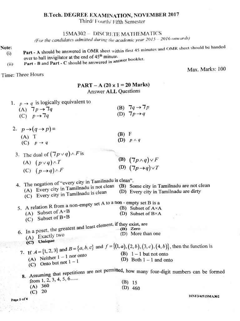 Discrete Mathematics Sem-Semester | PDF