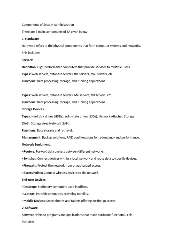 Components Of System Administration Pdf Computer Network Internet