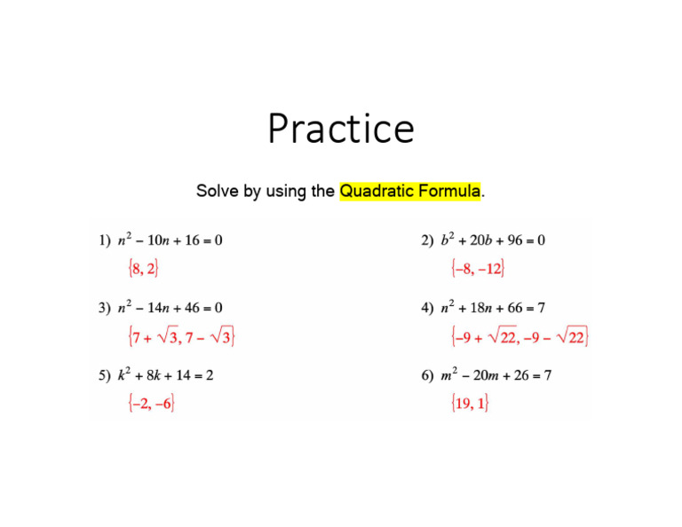 Quadratic Formula Practice EC | PDF