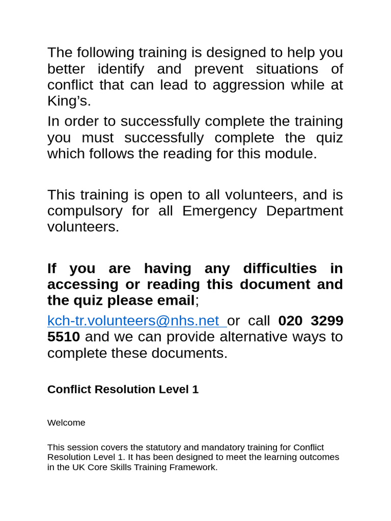 Conflict Resolution Level 1 | PDF | Body Language | Assault