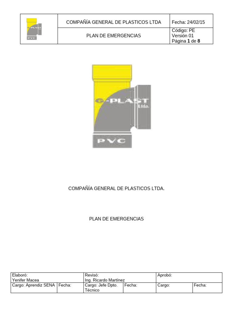 Plan de Emergencias G-PLAST Ltda. | PDF | Tormentas