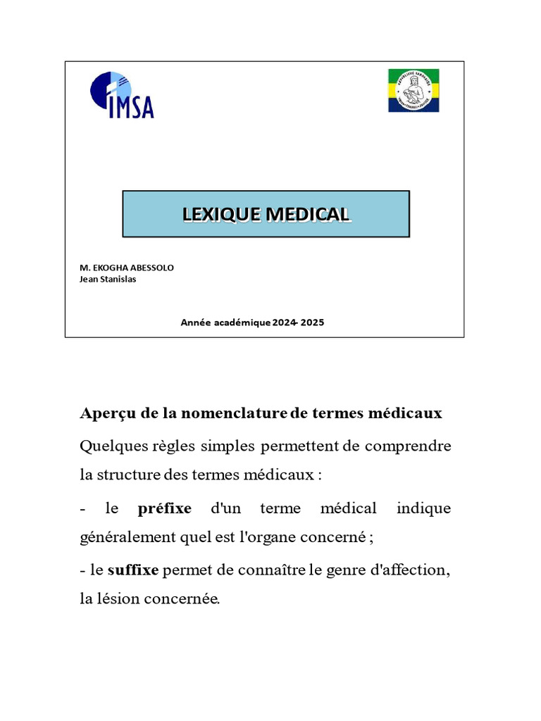 Word Lexique Médical Em Gabon Pdf