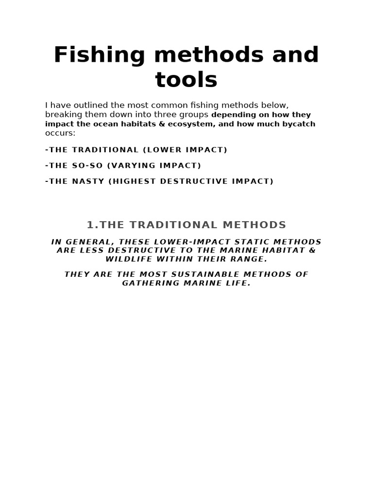 Fishing Methods and Tools | PDF | Trawling | Fish