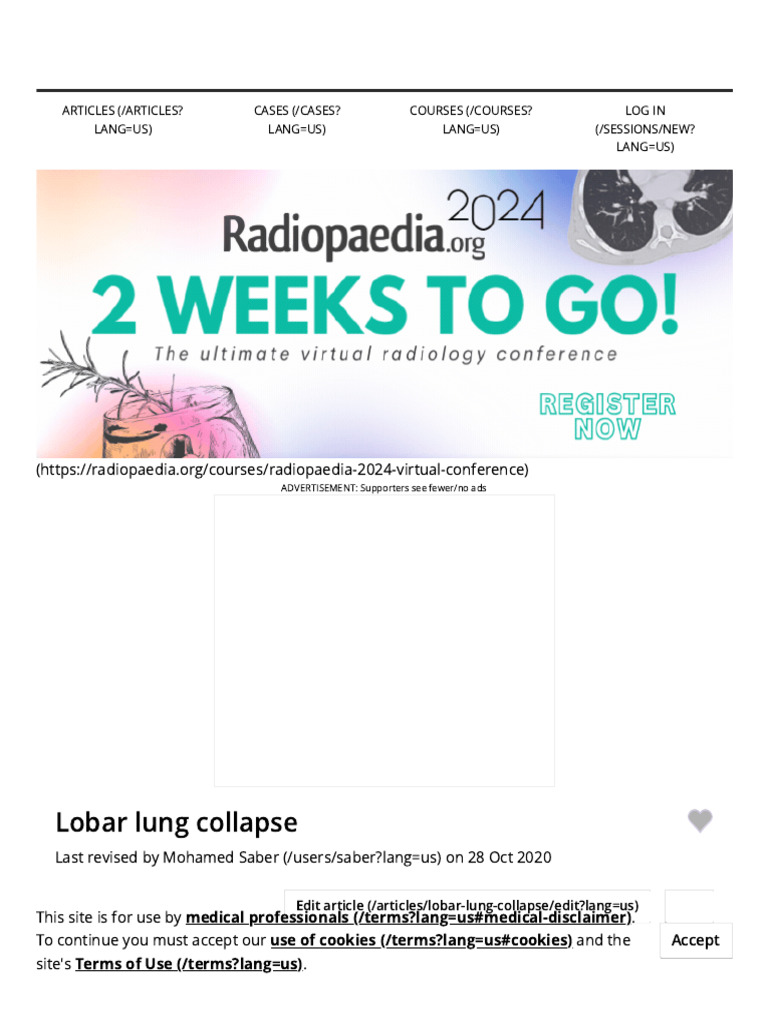 Lobar Lung Collapse - Radiology Reference Article | PDF | Diseases And Disorders | Clinical Medicine